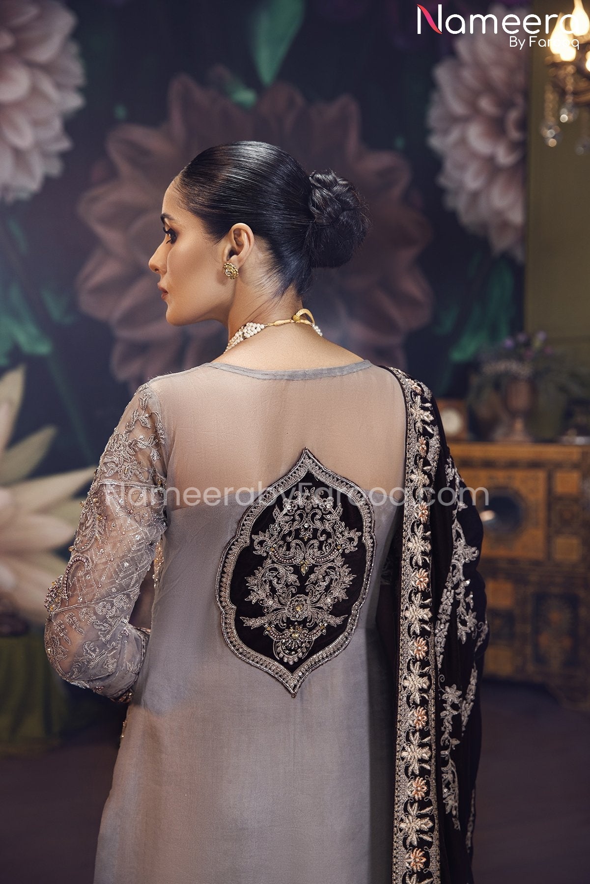 Elegant Pishwas Dress Pakistani in Grey Shade Online 2021 – Nameera by ...