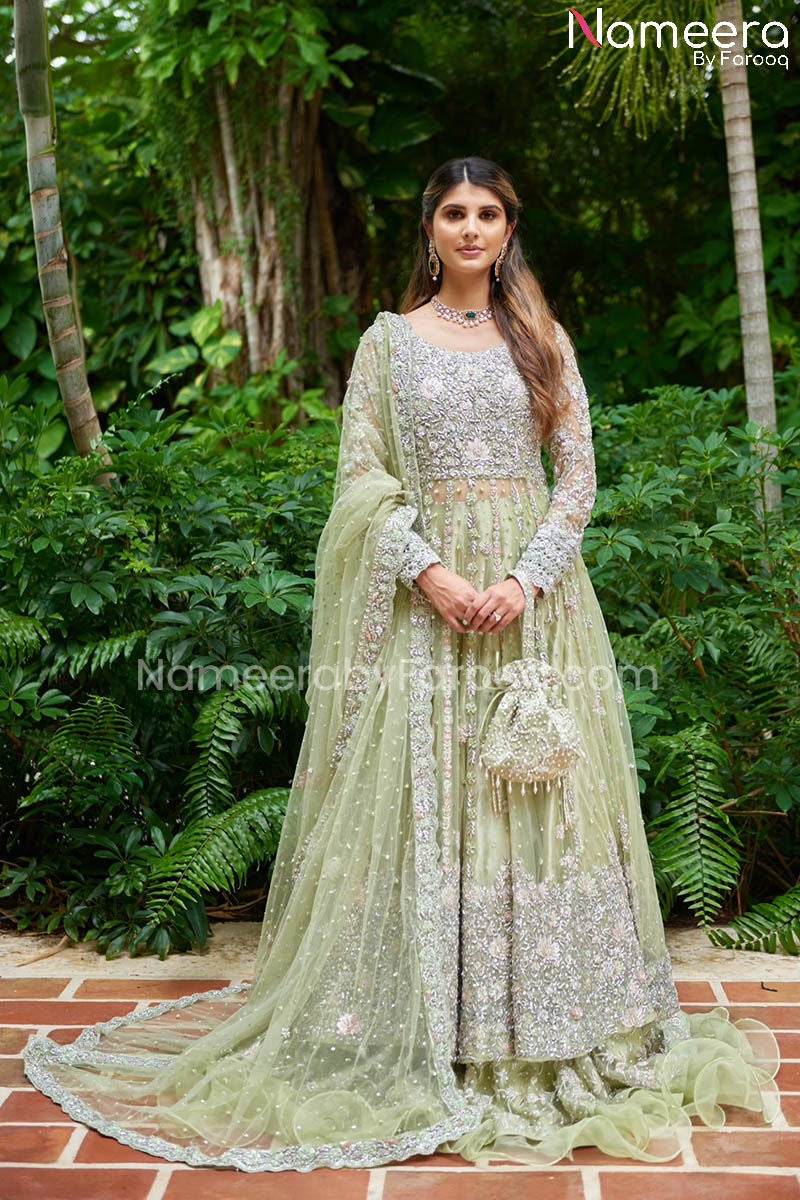 Traditional Pishwas Frock with Bridal Lehenga Dress Online – Nameera by ...