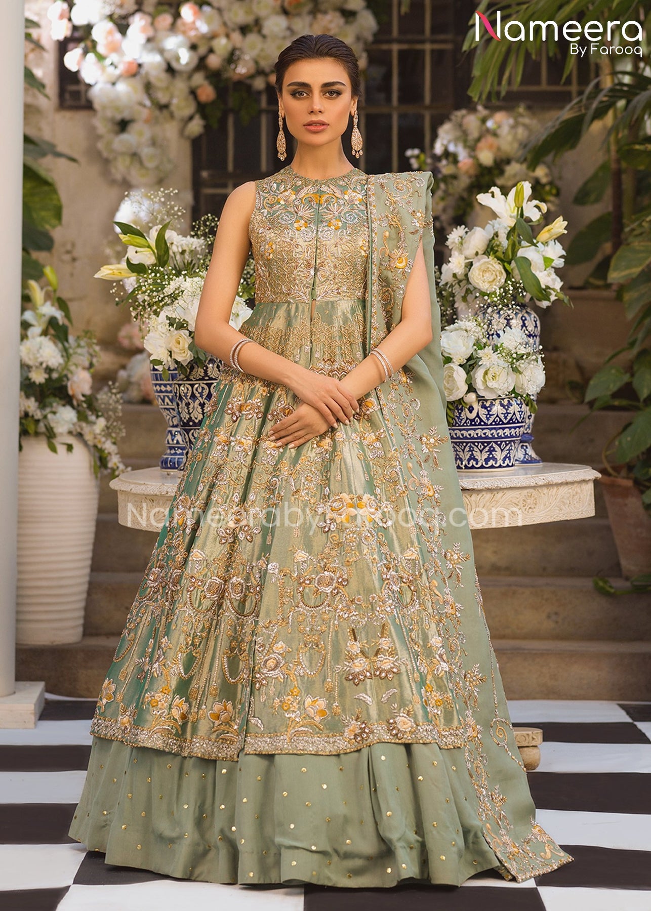 Latest Bridal Lehenga with Pakistani Pishwas Dress Online – Nameera by ...