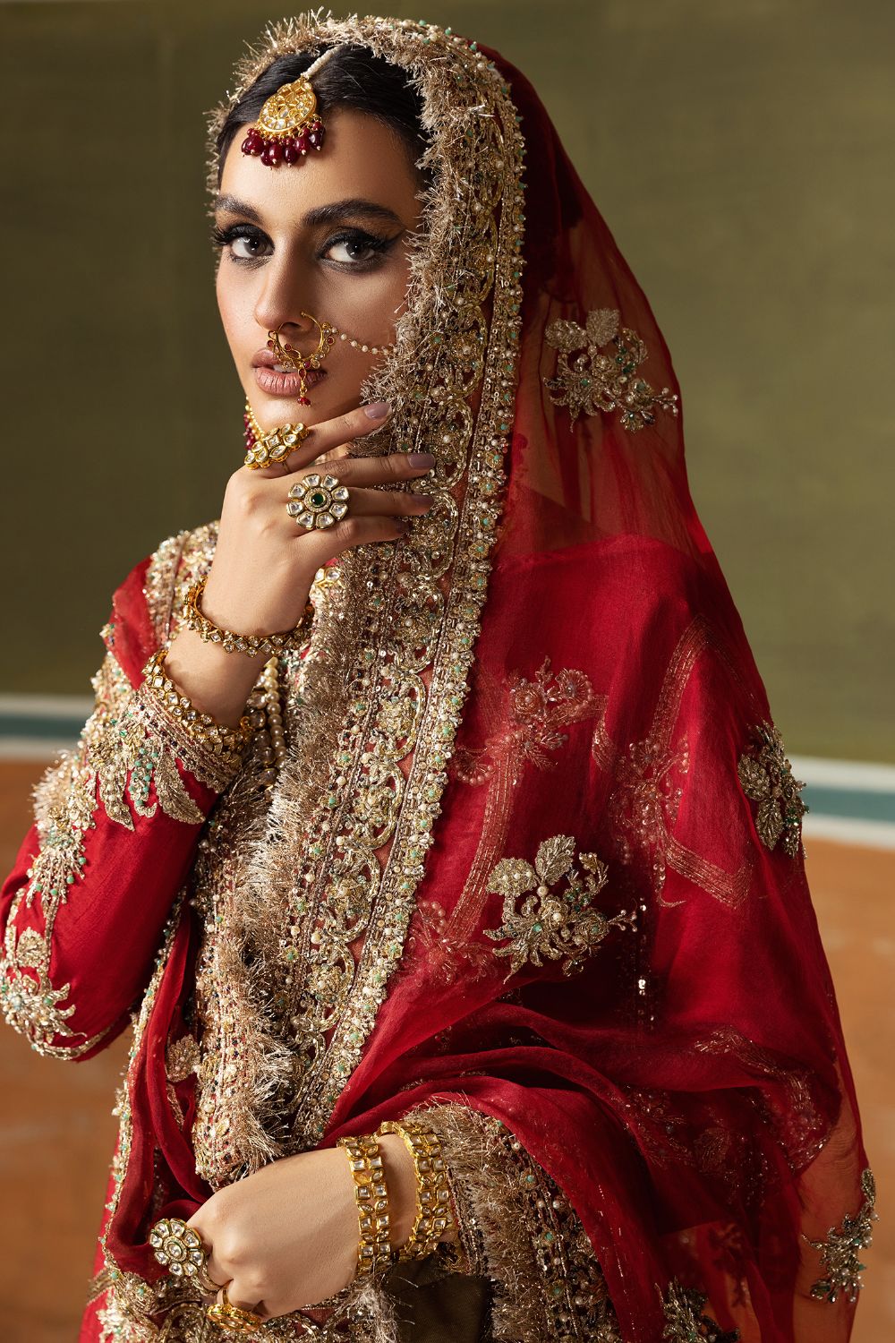 Red Bridal Sharara Shirt Pakistani Wedding Dresses – Nameera by Farooq