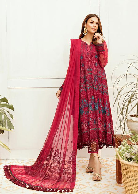 Red Embroidered Frock for Wedding Party – Nameera by Farooq