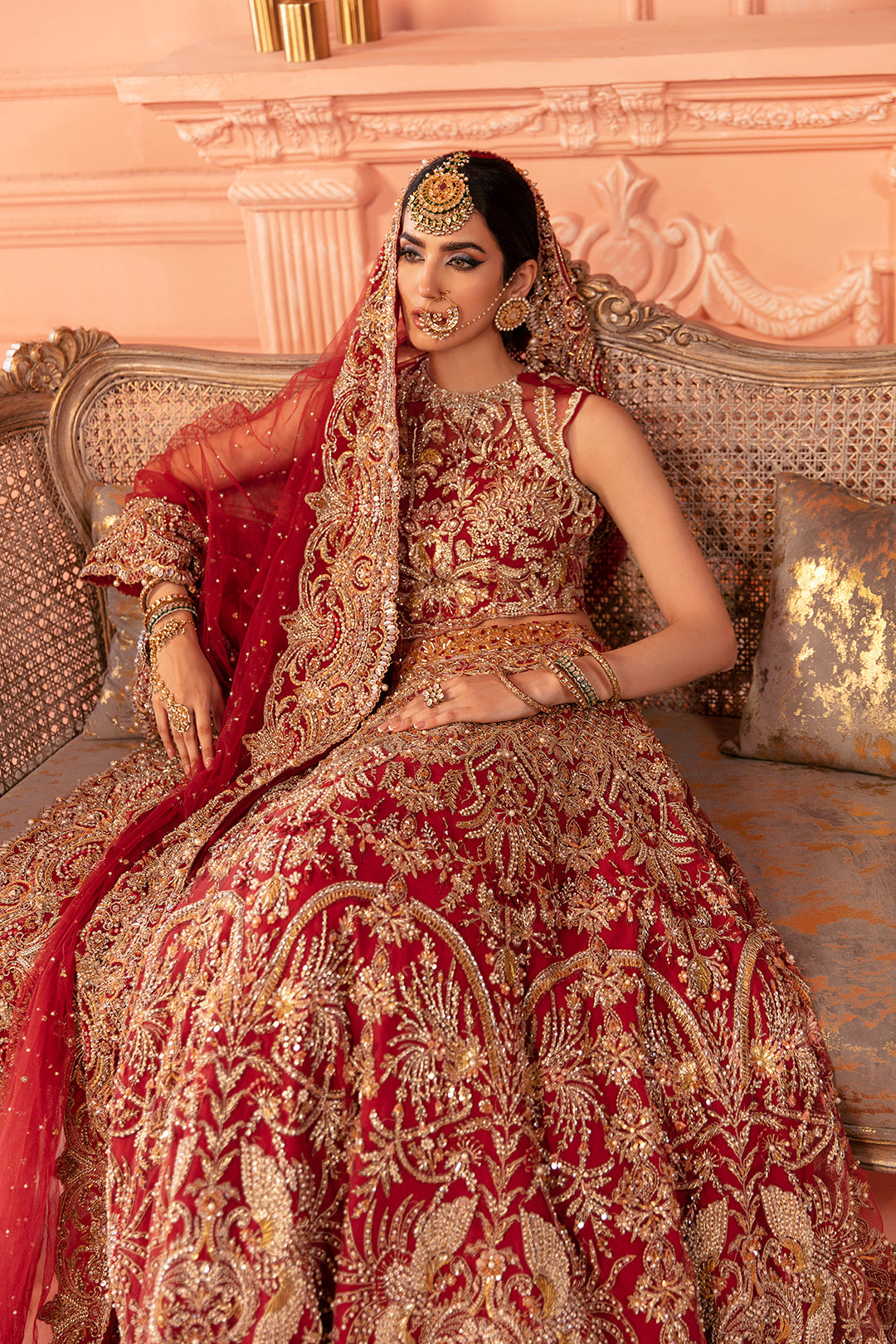 Red Lehenga Bridal Dress for Pakistani Bridal Dress – Nameera by Farooq
