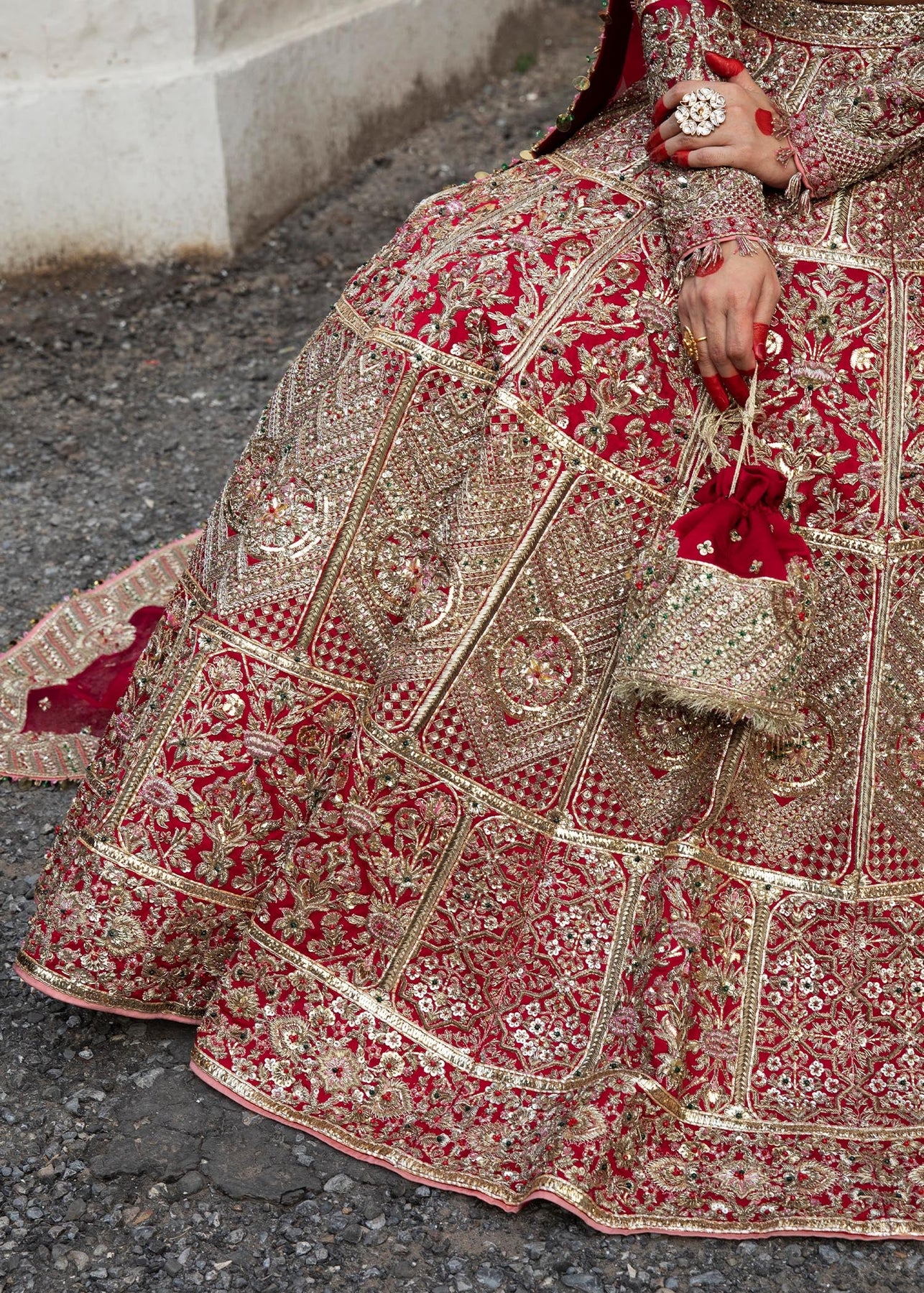 Red Lehenga Choli and Dupatta Bridal Wedding Dress – Nameera by Farooq