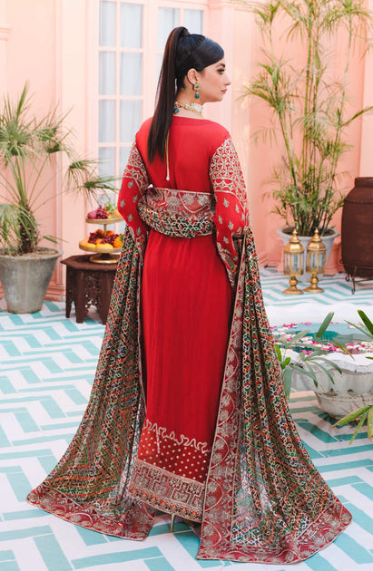 Red Pakistani Dress with Magnificent Embroidery Online 2022 – Nameera ...