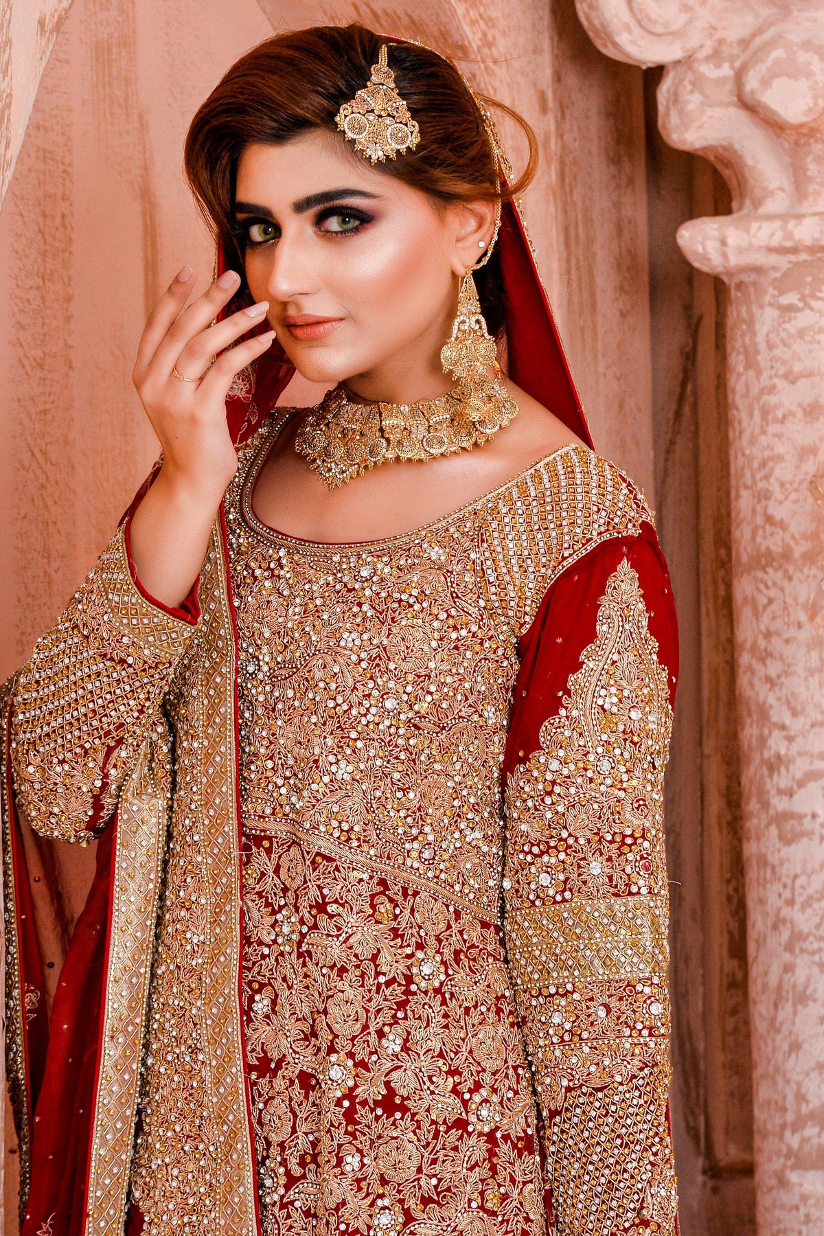 Royal Red Pakistani Gown Traditional Barat Dress for Bride – Nameera by ...