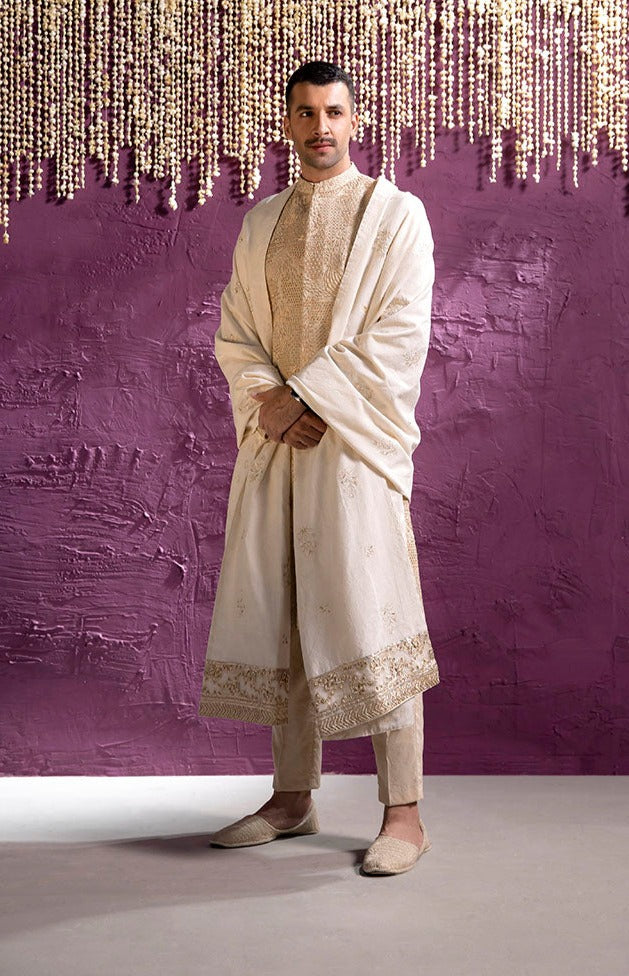 Buy Embroidered White Sherwani Pakistani Groom Dress New York – Nameera ...
