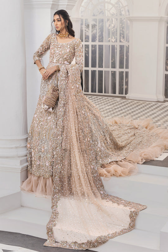 Latest Elegant Long Tail Maxi Dress Pakistani for Bride – Nameera by Farooq