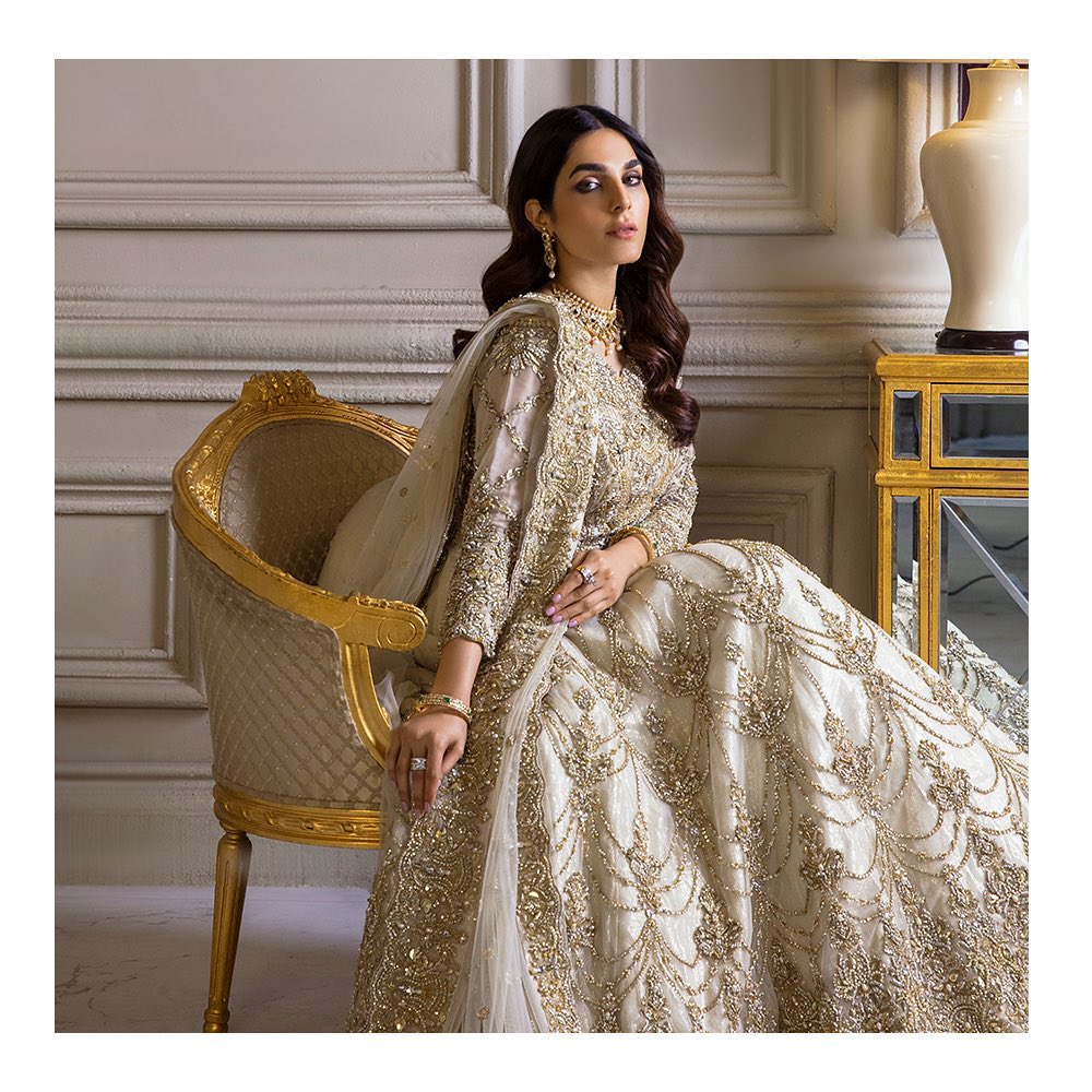 Royal Pakistani Bridal Dress in Lehenga Frock Style – Nameera by Farooq
