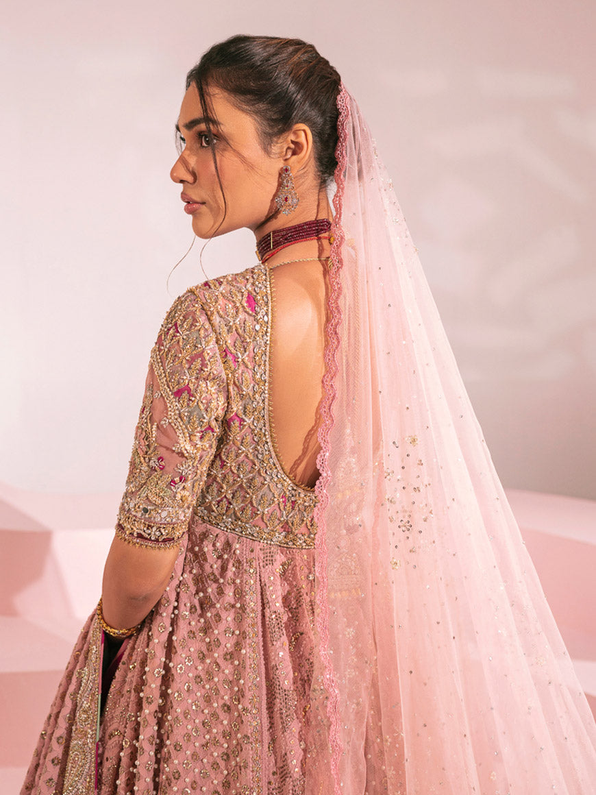Royal Pink Frock Lehenga for Pakistani Bridal Dresses – Nameera by Farooq