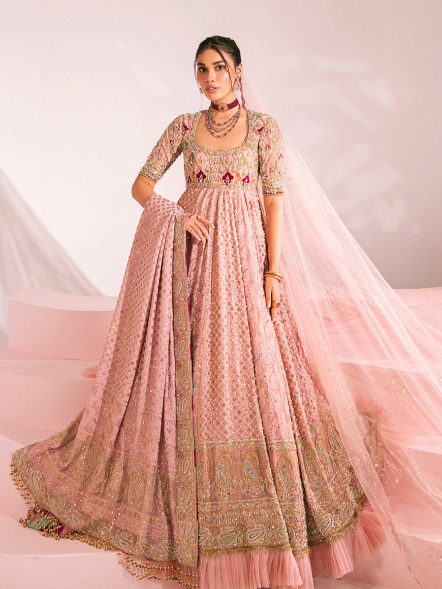 Royal Pink Frock Lehenga for Pakistani Bridal Dresses – Nameera by Farooq