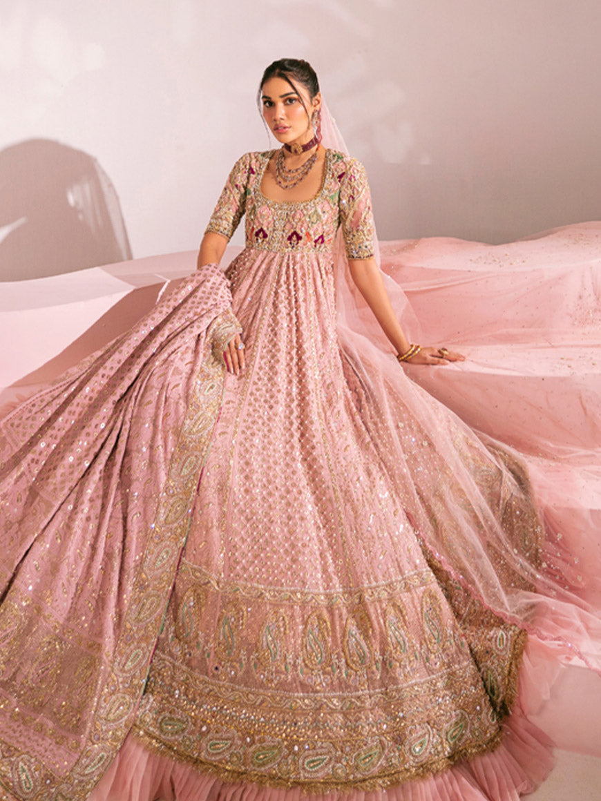 Royal Pink Frock Lehenga for Pakistani Bridal Dresses – Nameera by Farooq