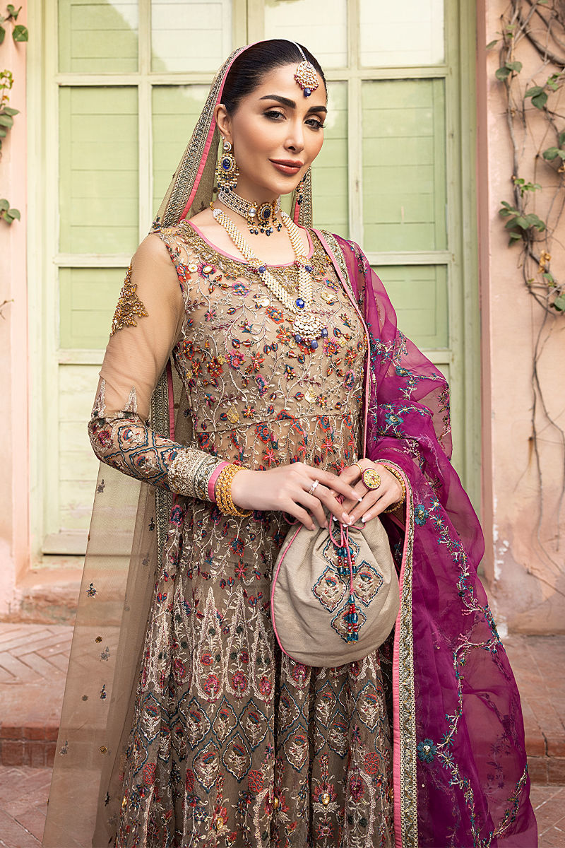 Pishwas Frock Sharara Dupatta Pakistani Bridal Dress – Nameera by Farooq
