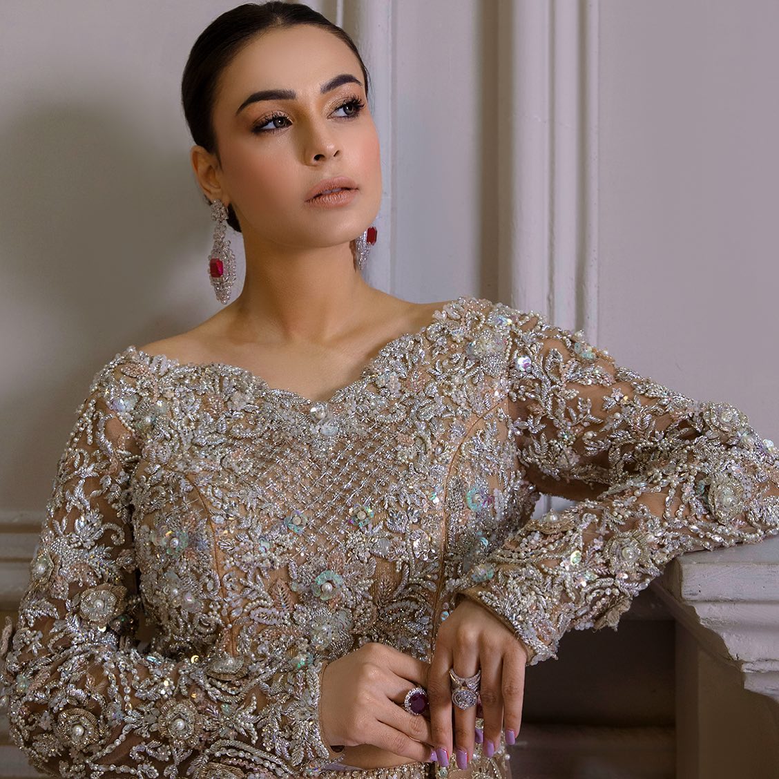 Premium Pakistani Bridal Dress in Long Tail Gown Style – Nameera by Farooq