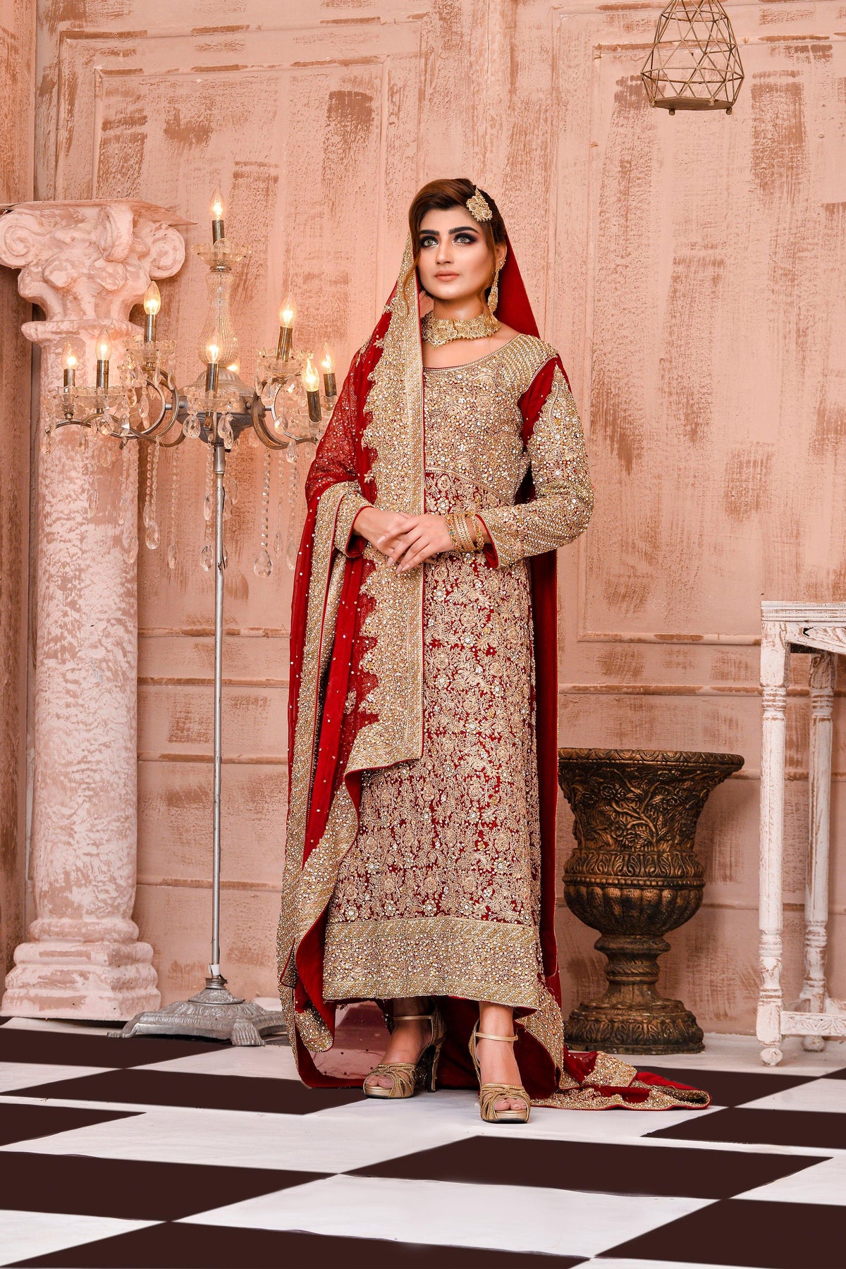 Royal Red Pakistani Gown Traditional Barat Dress for Bride – Nameera by ...