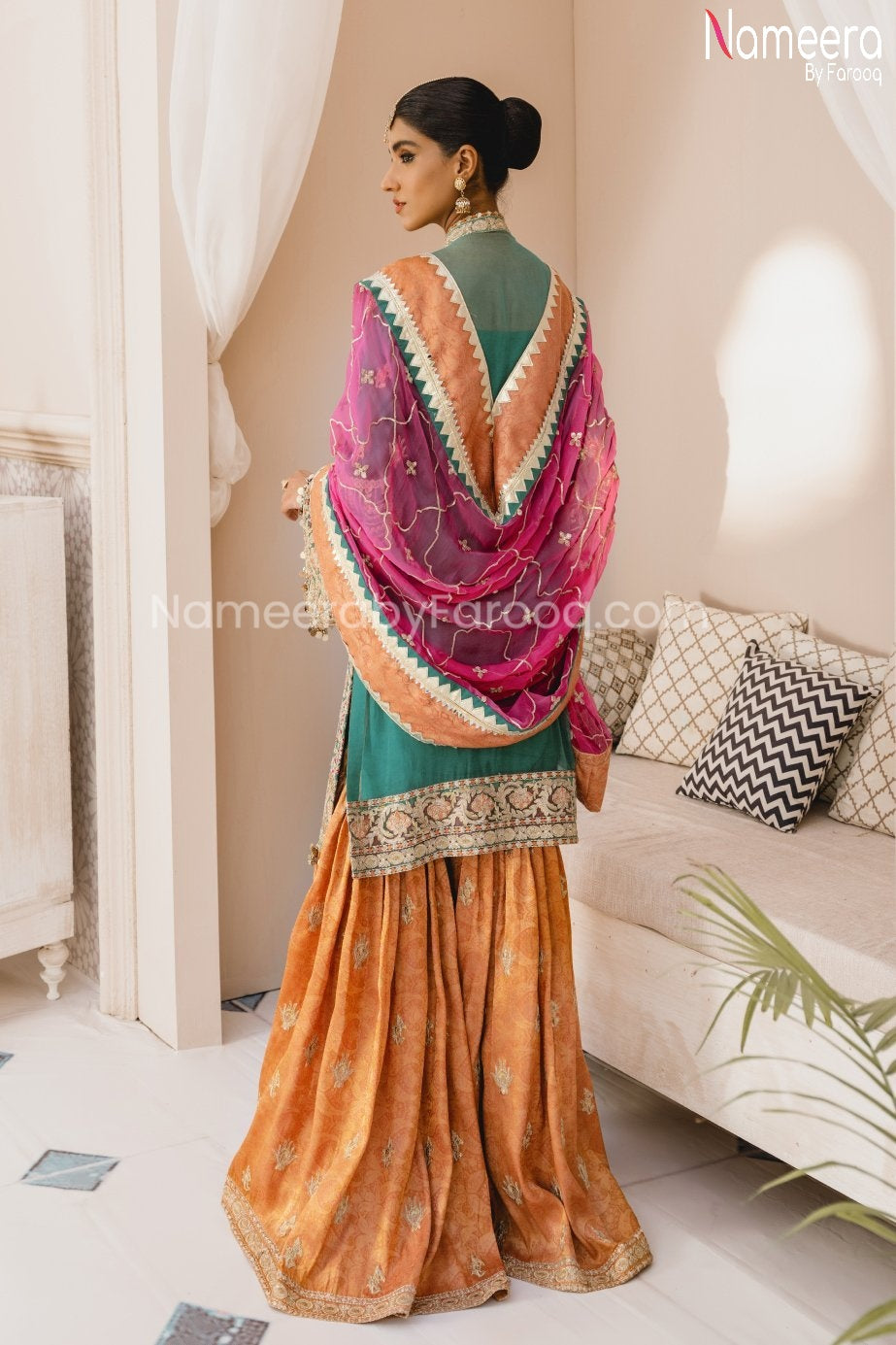 Buy Simple Gharara with Embroidered Shirt for Party Online – Nameera by ...