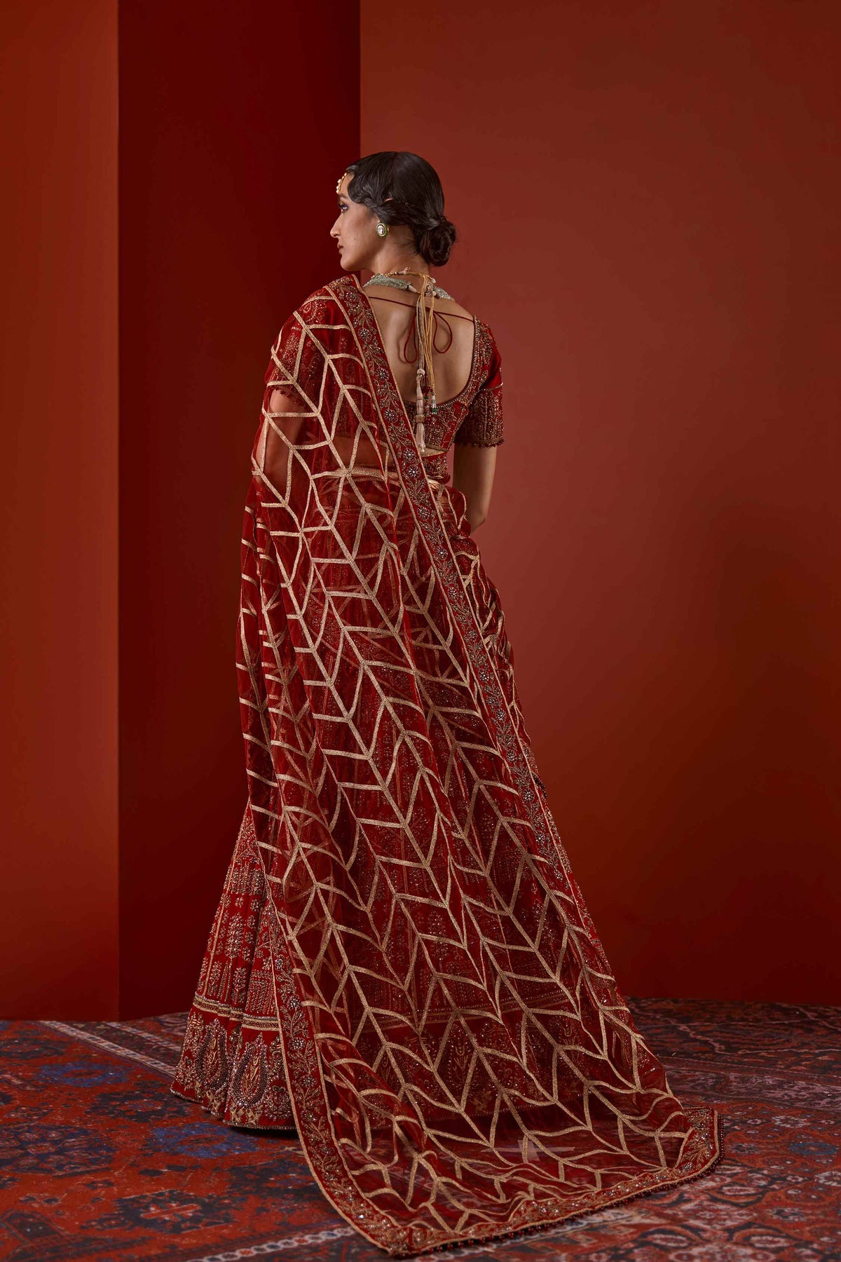 Simple Red Lehenga Bridal Dress in Tilla Work for Barat Wear – Nameera ...