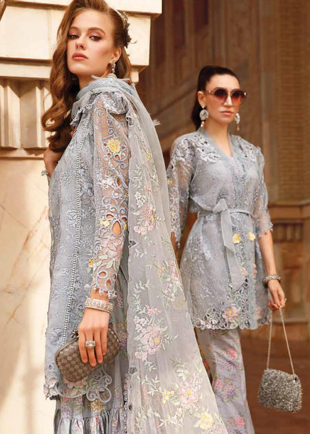 Sky Lawn Shirt Gharara Kameez for Pakistani Party Wear – Nameera by Farooq