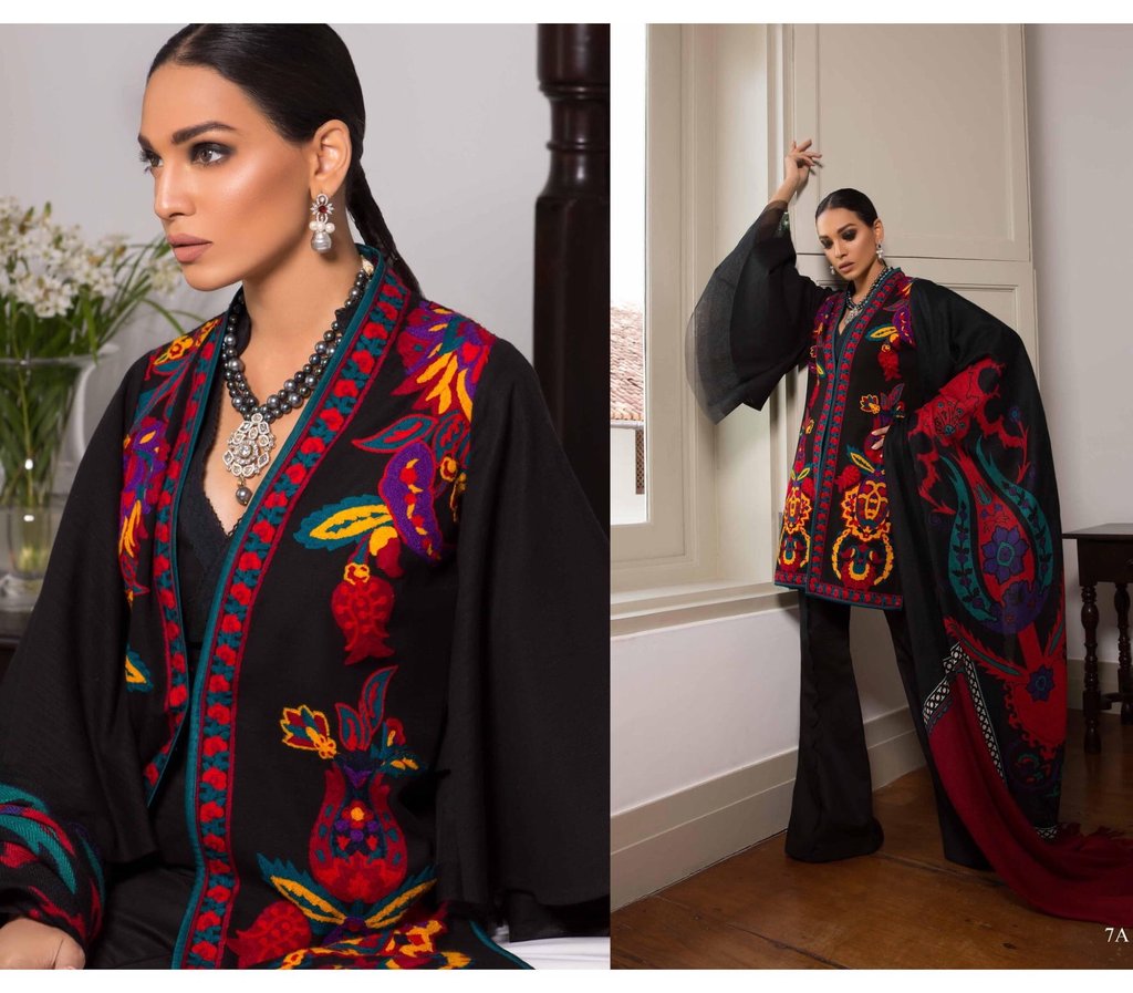 Stylish Pakistani Designer Dress | Threads Embroidery and Shawl ...