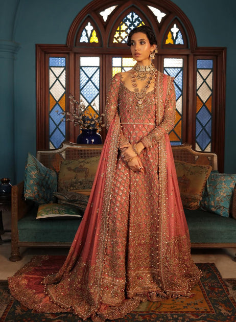 Buy Traditional Bridal Pishwas with Lehenga Dupatta California ...