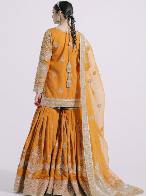 Traditional Orange Sharara Dress for Indian Bridal Wear – Nameera by Farooq