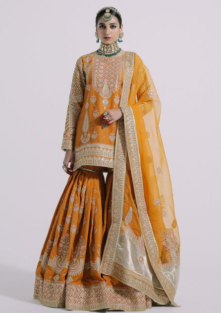 Traditional Orange Sharara Dress for Indian Bridal Wear – Nameera by Farooq
