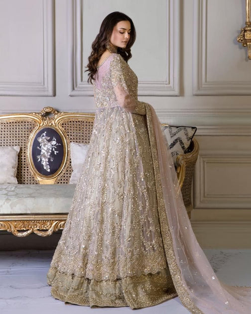 Traditional Pakistani Bridal Gown with Lehenga Dress – Nameera by Farooq