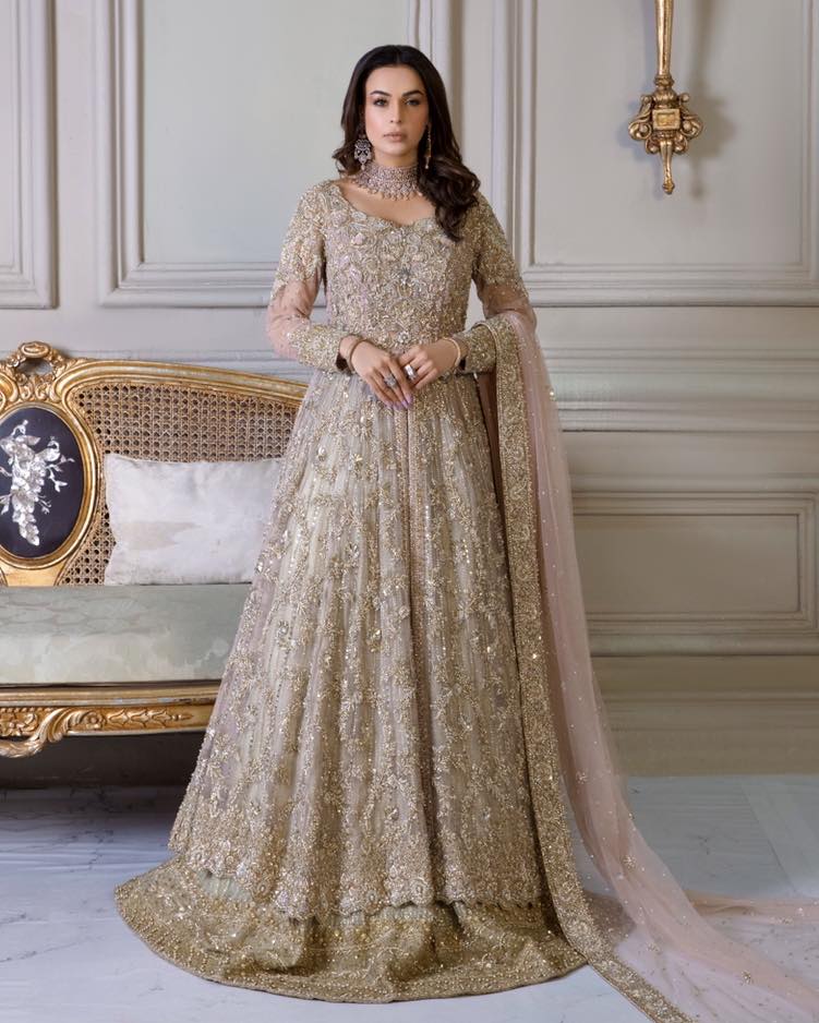Traditional Pakistani Bridal Gown with Lehenga Dress – Nameera by Farooq