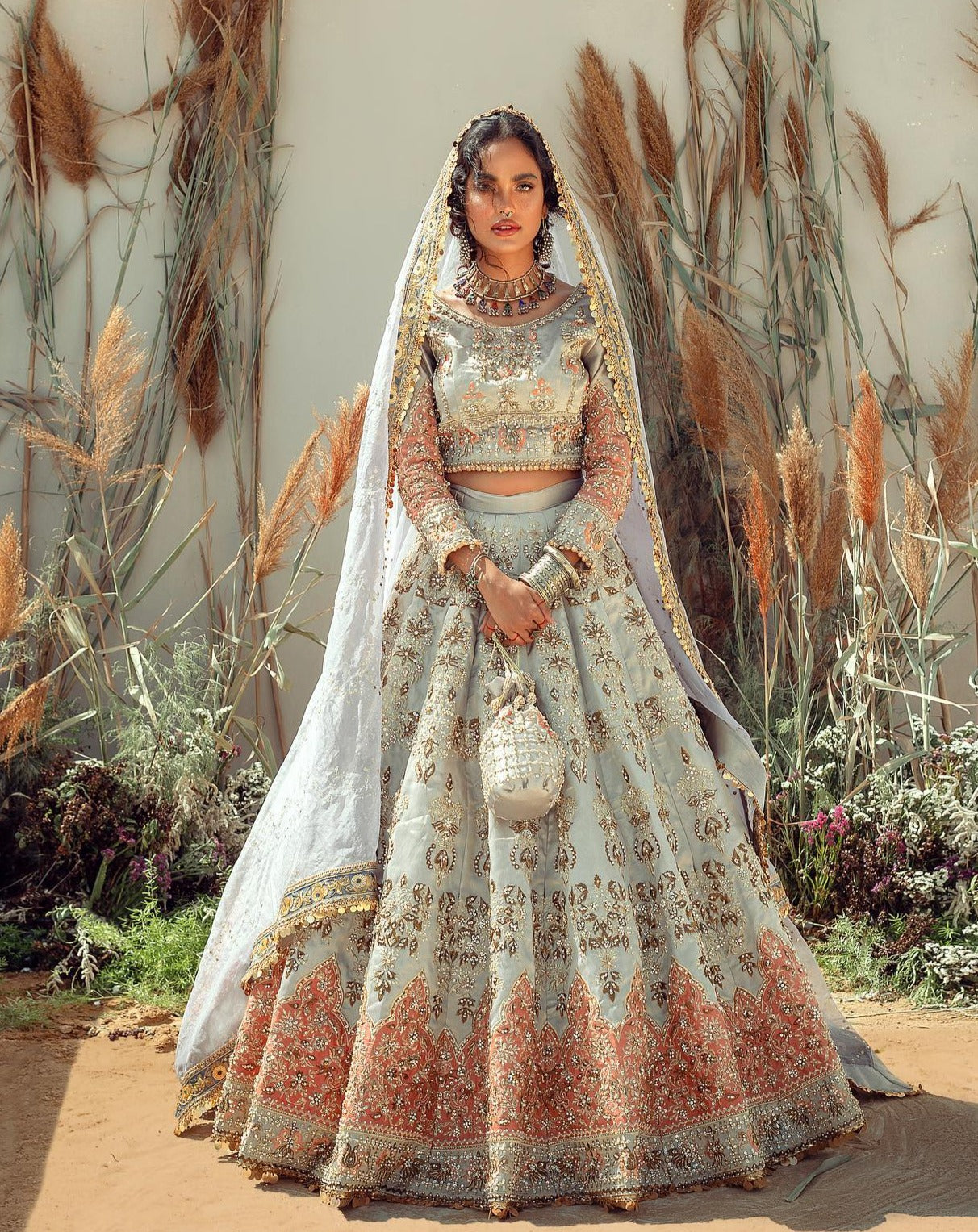 Traditional Pakistani Choli Lehenga Bridal Dress Online – Nameera by Farooq
