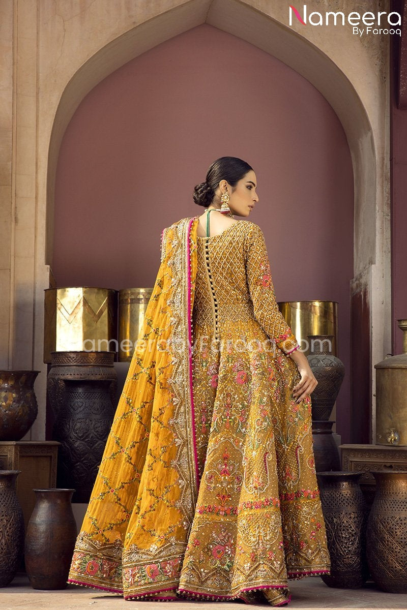 Pakistani Bridal Frock in Pishwas Design with Sharara Dress – Nameera ...