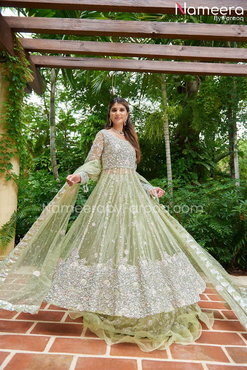 Traditional Pishwas Frock with Bridal Lehenga Dress Online – Nameera by ...
