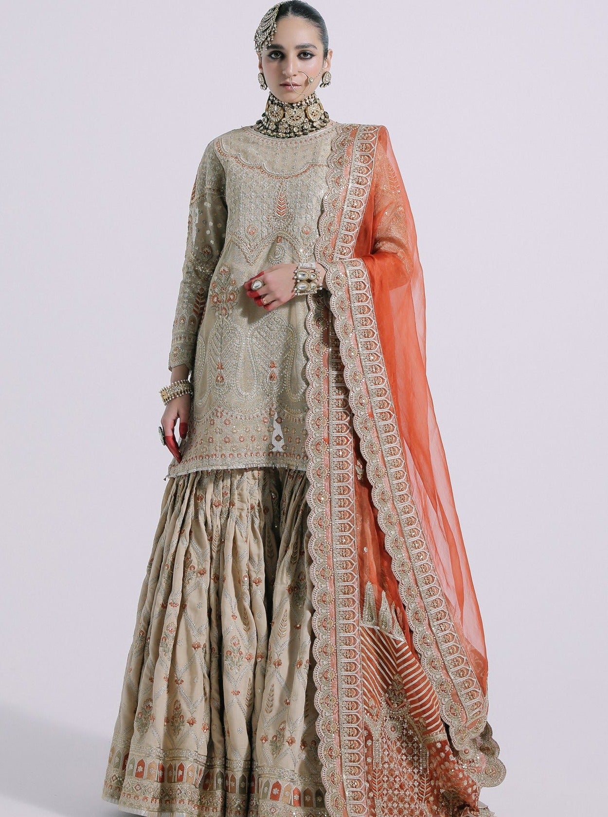 Heavy Traditional Rust Orange Sharara for Indian Bridal Wear – Nameera ...