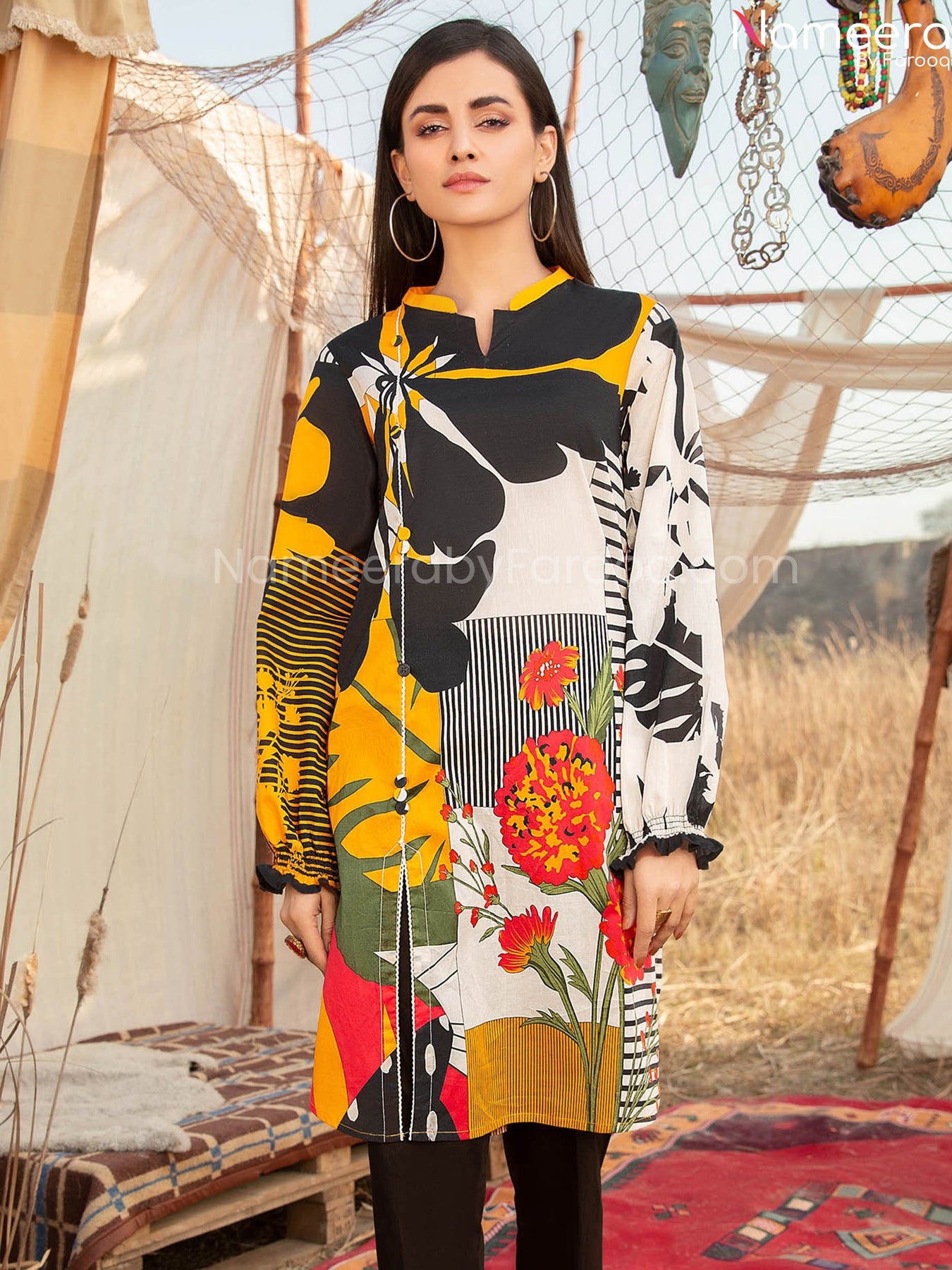 Unique Eid Festive Simple Lawn shirt Design Online 2021 – Nameera by Farooq