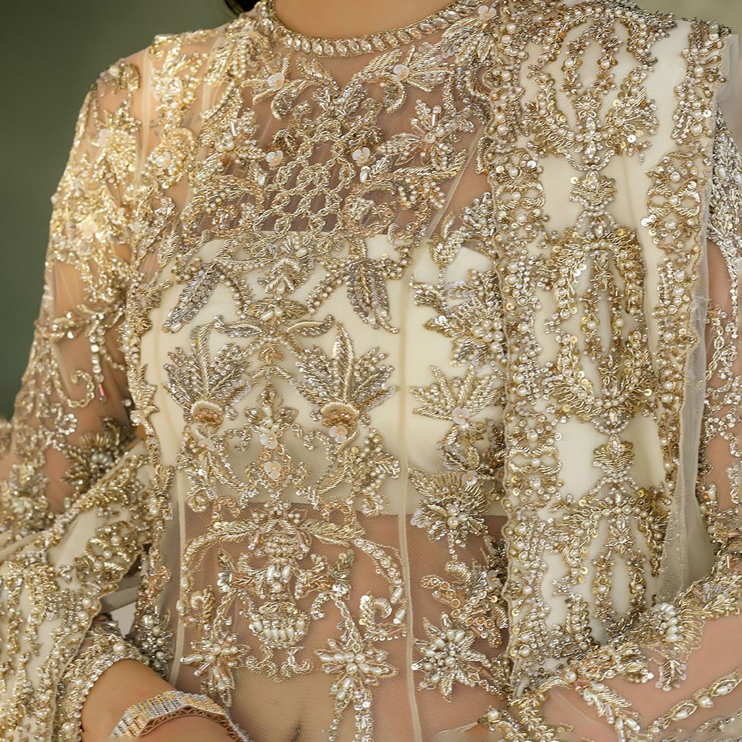 White Nikkah Sharara Shirt Pakistani Wedding Dresses – Nameera by Farooq