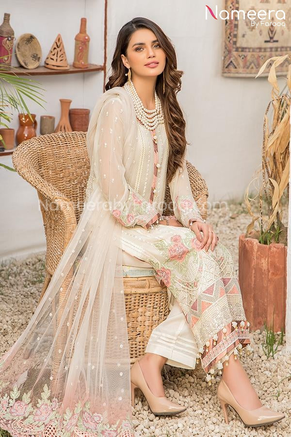 HSY Pakistani Party Dress in White Color Designer Online 2021 – Nameera ...