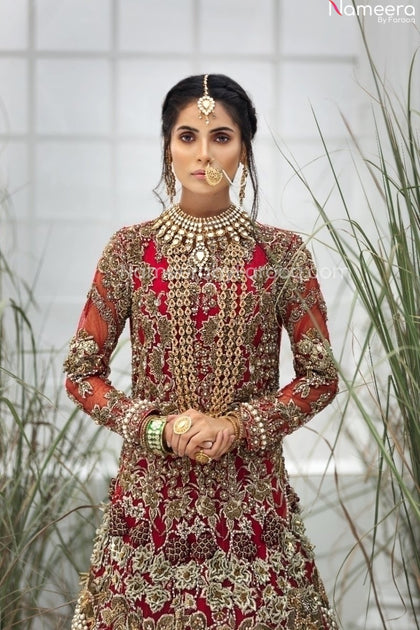 Premium Embellished Pakistani Designer Dulhan Suit in Long Gown ...