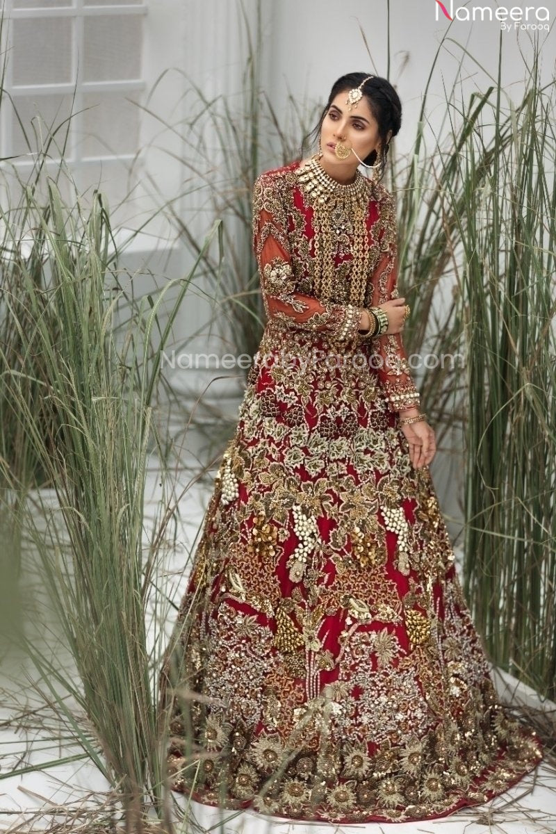 Premium Embellished Pakistani Designer Dulhan Suit in Long Gown ...
