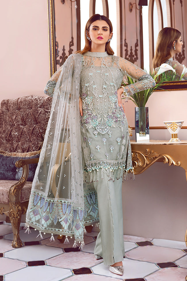 Embroidered net dress with sequins for party wear – Nameera by Farooq