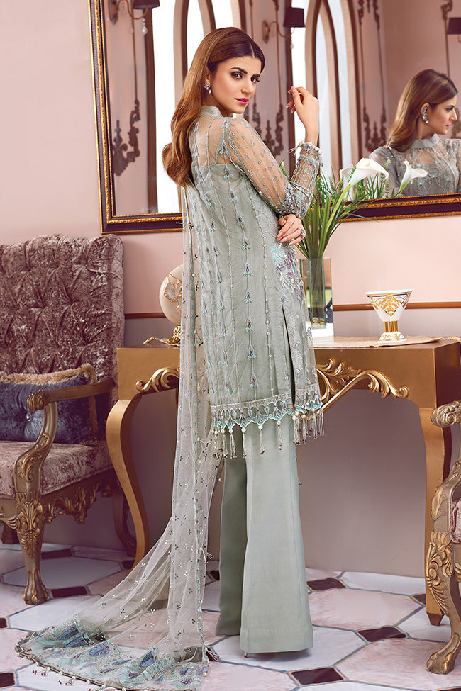 Embroidered net dress with sequins for party wear – Nameera by Farooq