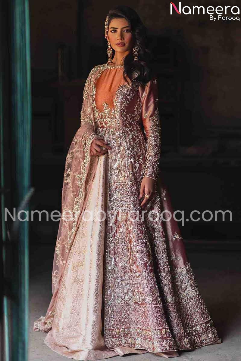 Embellished Organza Front Open Frock and Lehenga Online – Nameera by Farooq