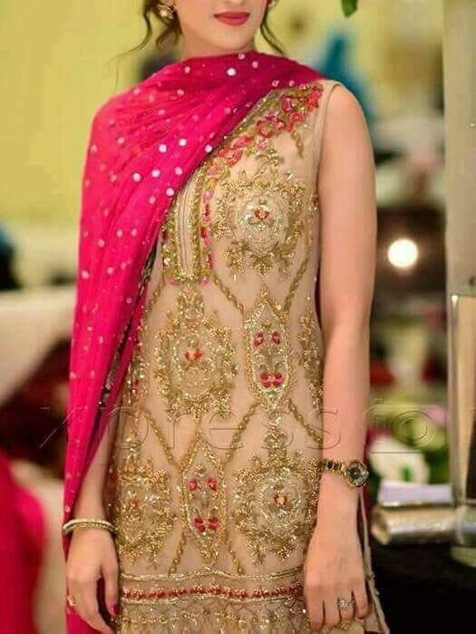 Wedding party dress with threads pearls zari dabka and nad nagh work M ...