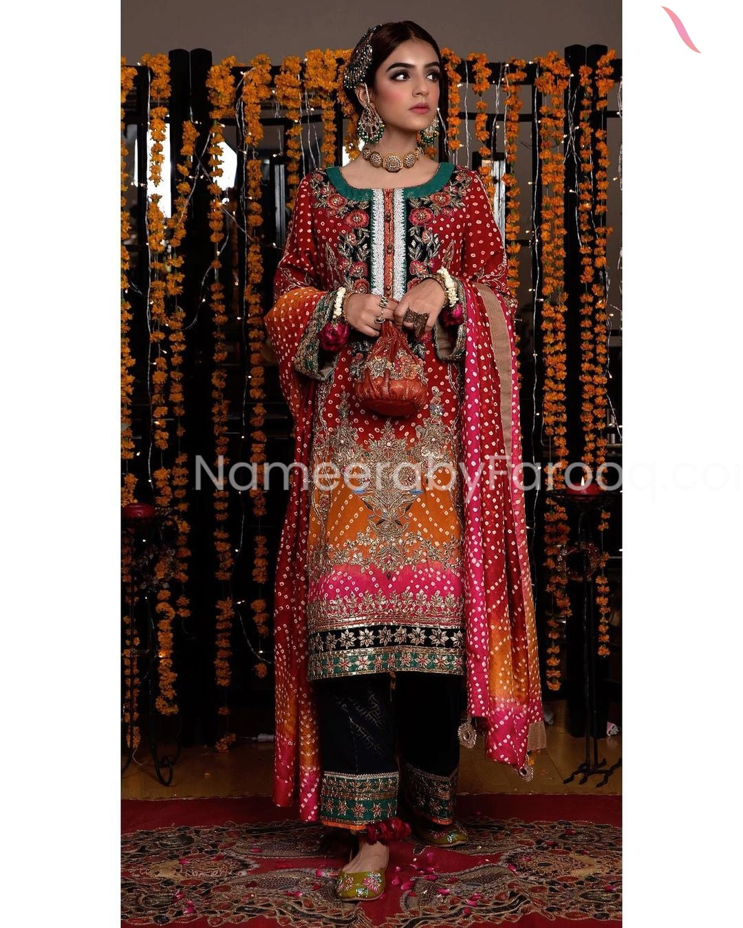 Traditional Pakistani Bridal Sharara for Mehndi Function Online ...
