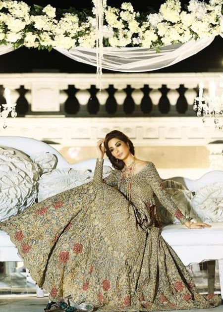 Net embroidered bridal dress for wedding wear in USA – Nameera by Farooq