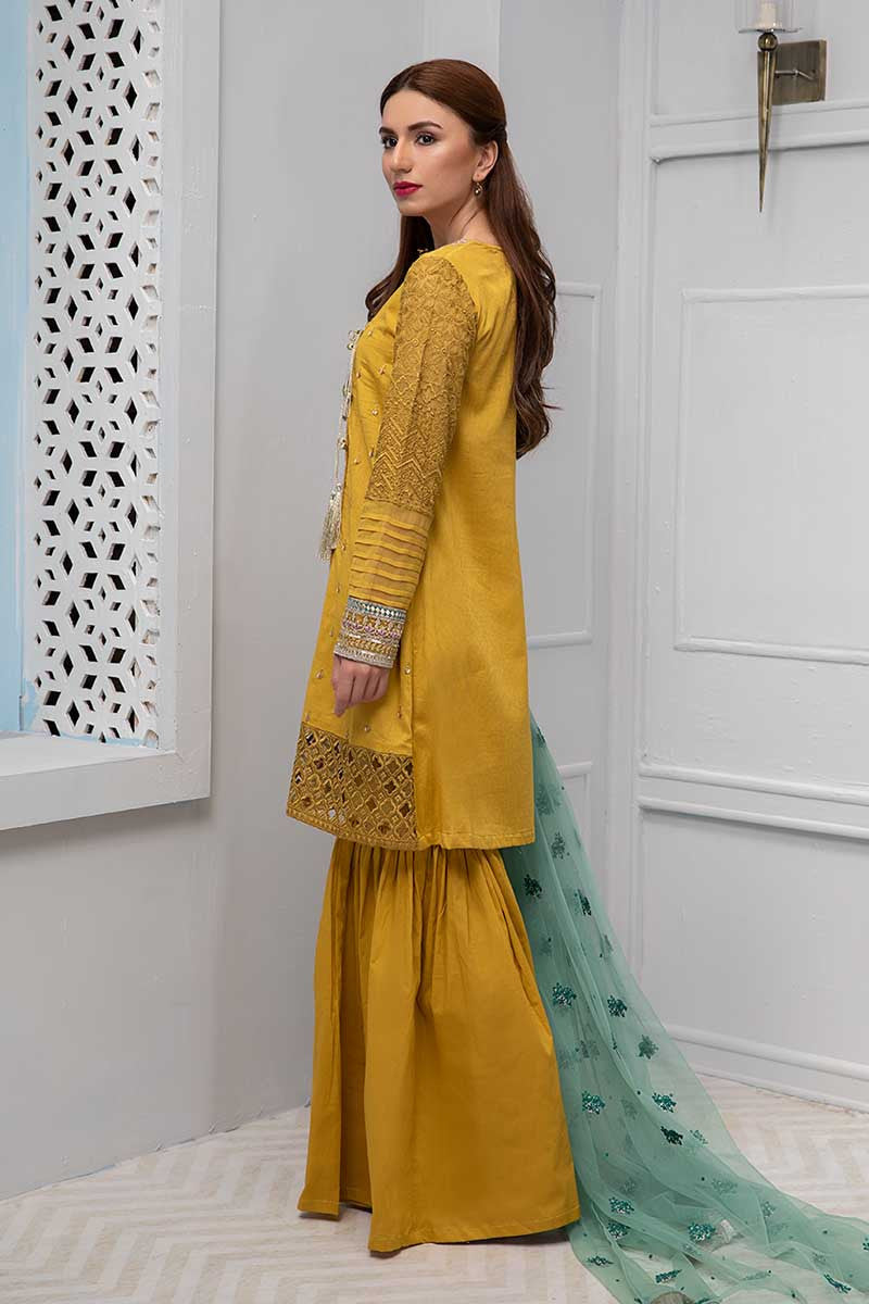 Pakistani Eid dresses with angrakha style shirt – Nameera by Farooq