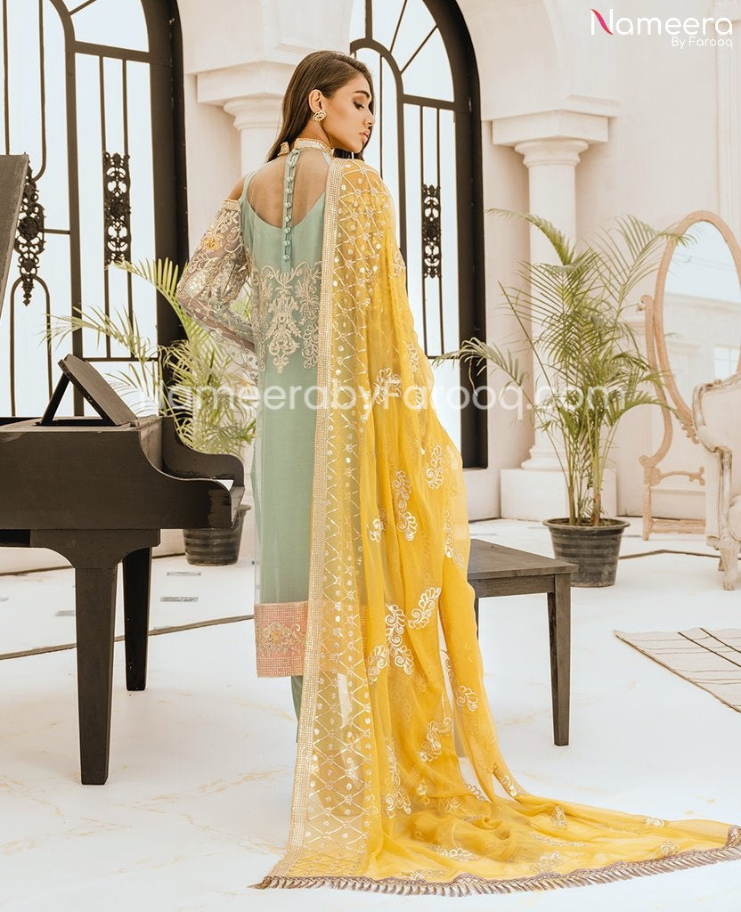 Pakistani Net Suits Designs in Long Kameez Capri Online 2021 – Nameera ...