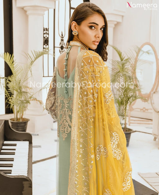 Pakistani Net Suits Designs in Long Kameez Capri Online 2021 – Nameera ...