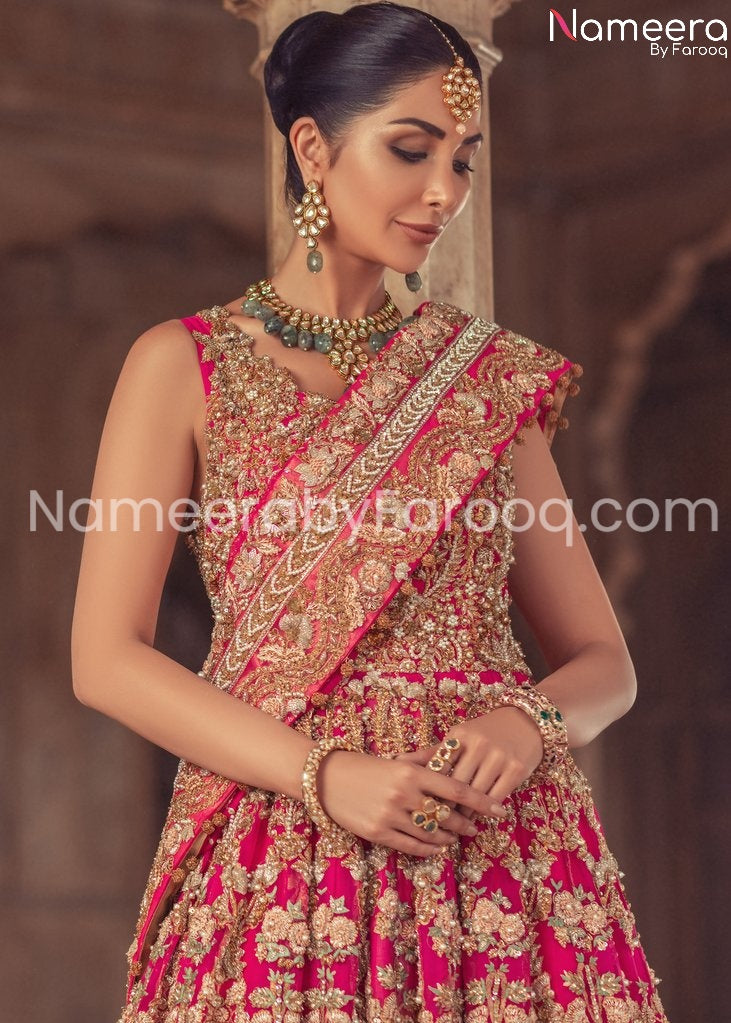 Royal Pink Pakistani Wedding Bride Gown Attire Online 2021 – Nameera by ...