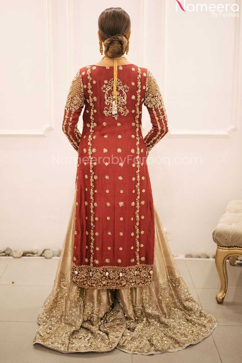 Premium Heavily Embroidered Maria. B Red Bridal Lehenga Online ...
